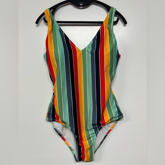 Modcloth | Swim | Modcloth Multicolor Rainbow Striped One Piece Swim ...